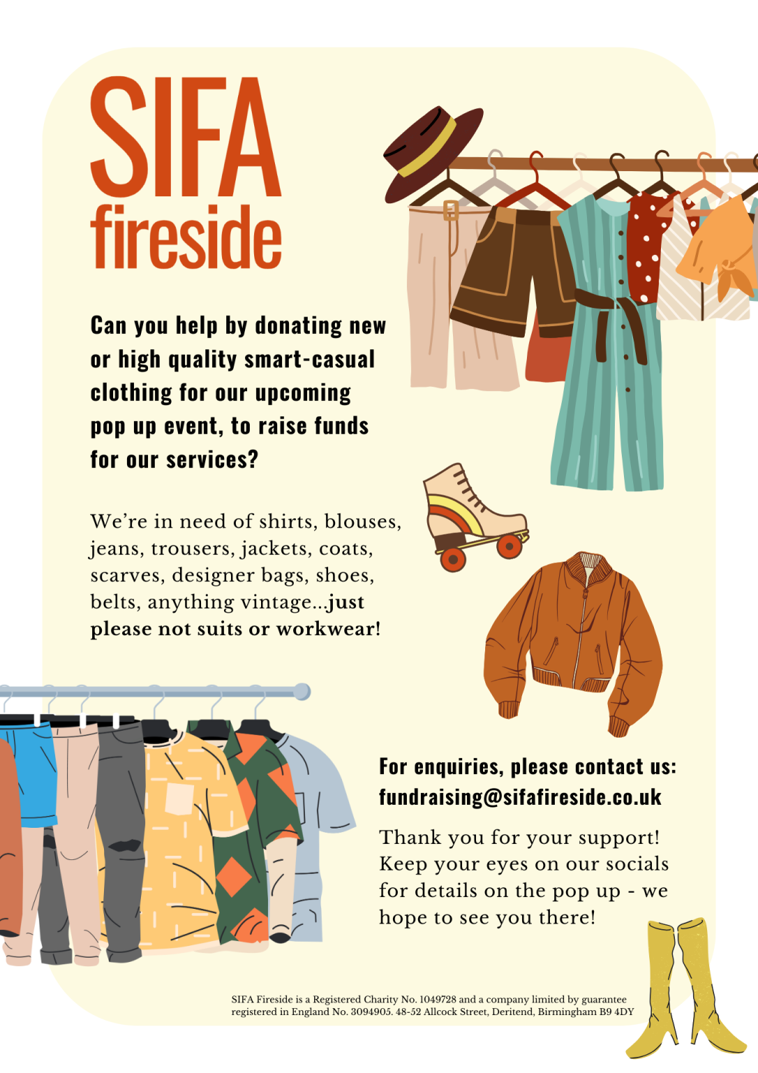 SIFA Fireside - pop up clothing donation - Birmingham Law Society. One ...
